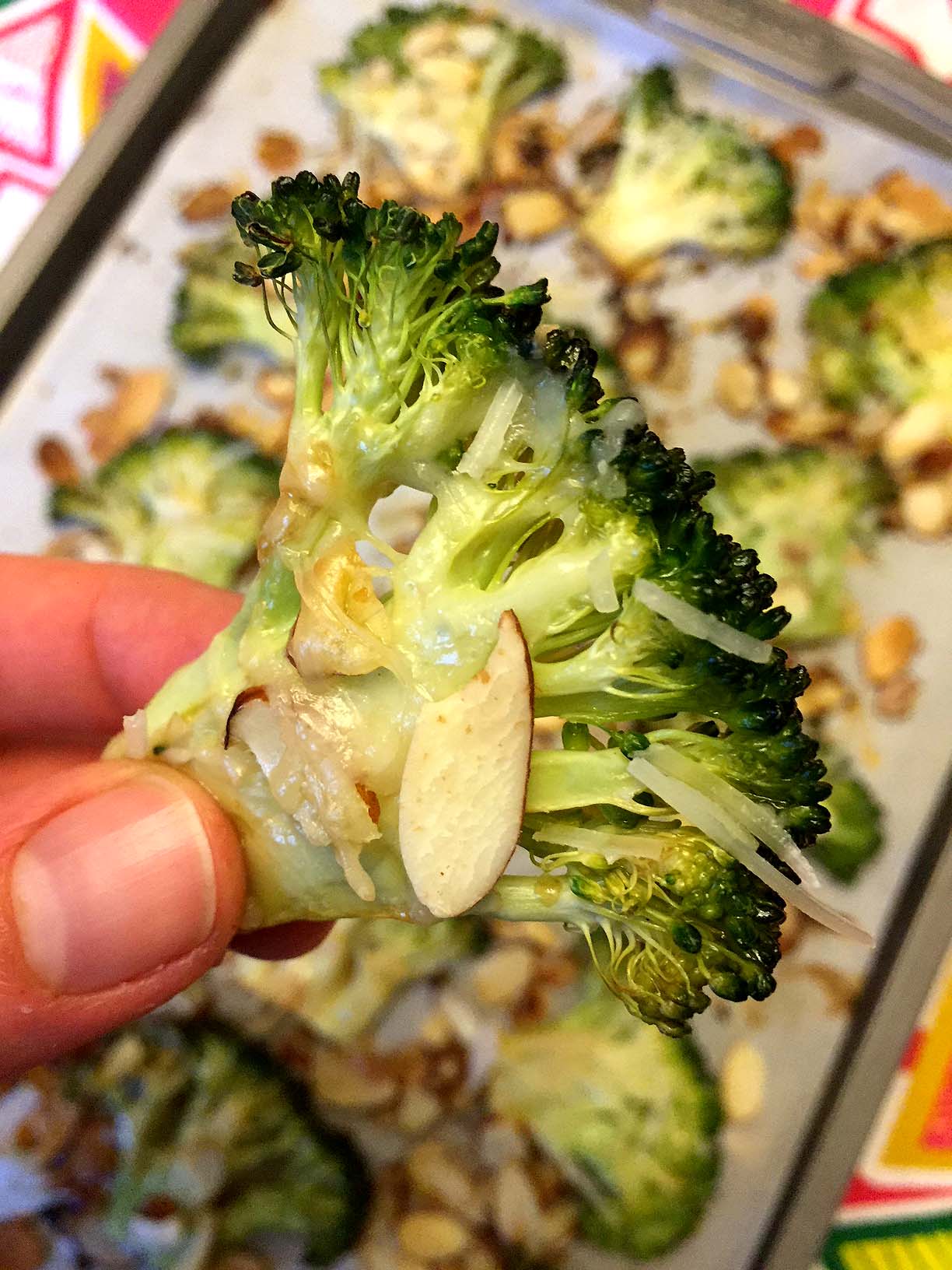 Parmesan Garlic Roasted Broccoli With Almonds – Melanie Cooks