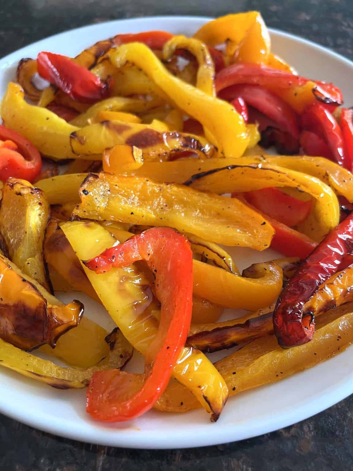 Air Fryer Roasted Tri-Color Rainbow Bell Peppers Recipe – Melanie Cooks