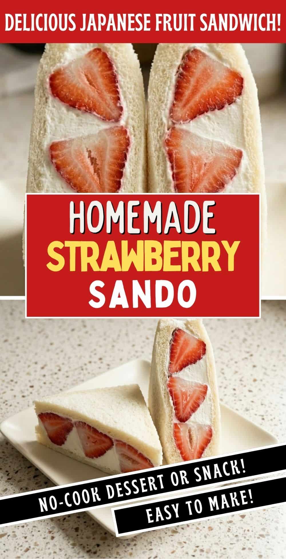 Strawberry Sando Recipe – Japanese Fruit Sandwich with Fluffy Cream ...