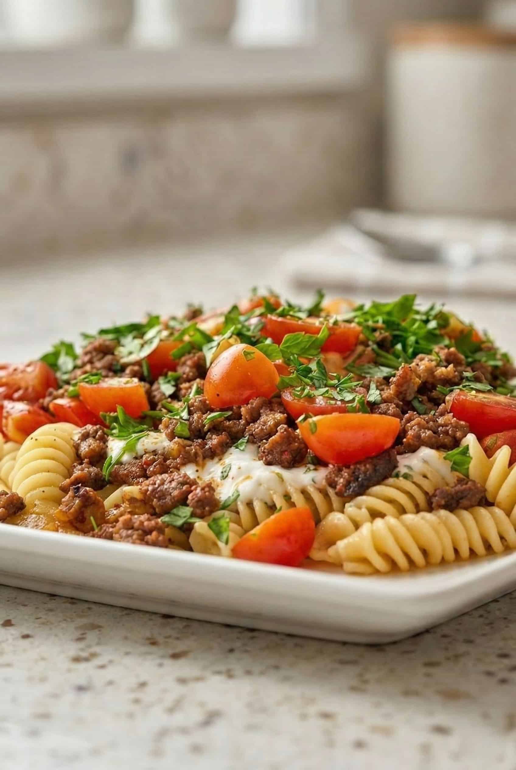 Easy Turkish Pasta Recipe With Ground Beef And Yogurt Sauce – Melanie Cooks